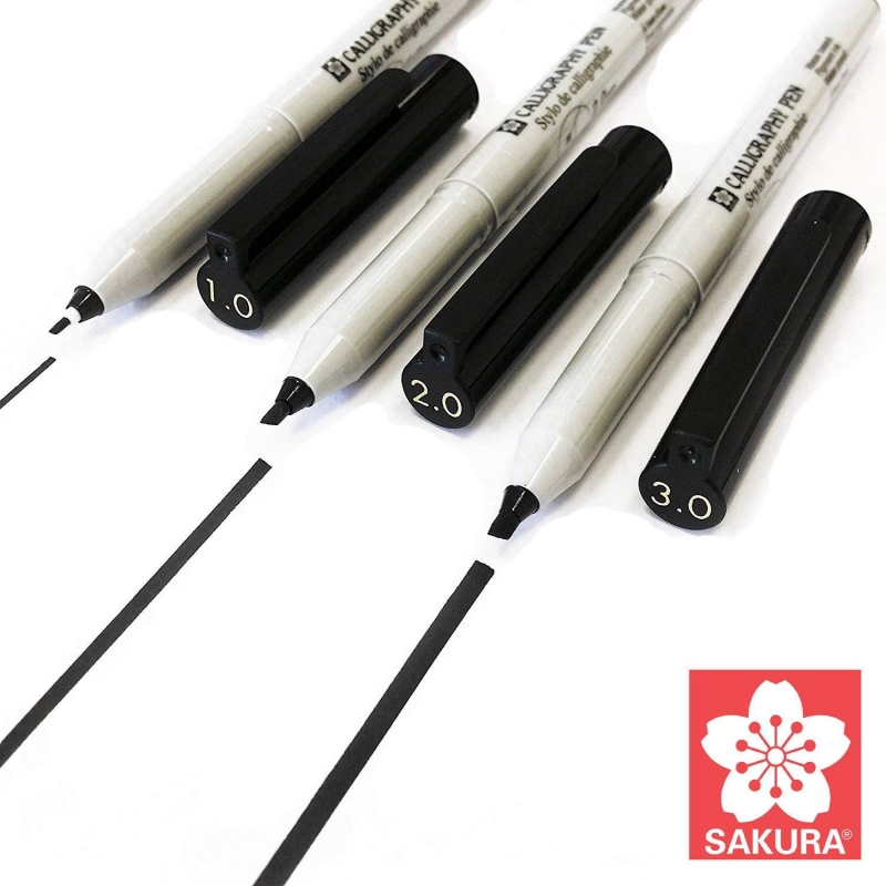 Sakura Calligraphy Marker Pen : Chisel Tip : Black : Fine : 2.0 mm ...