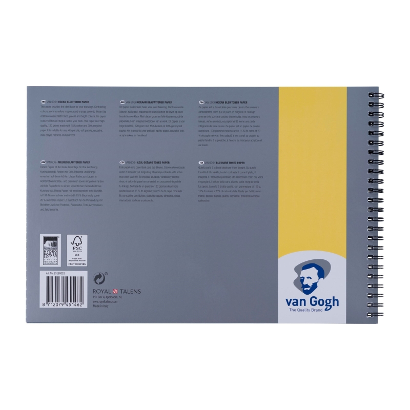 Toned Paper Pad : Van Gogh : A4 : 120 gsm : 30 Sheets : Ocean Blue ...