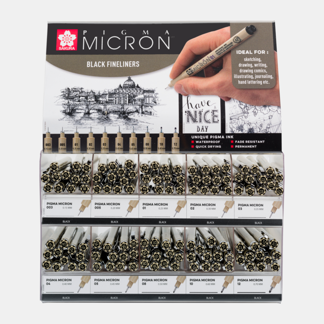 Sakura Pigma Micron : Display : 10 Widths x 12 Pieces | Слънчоглед