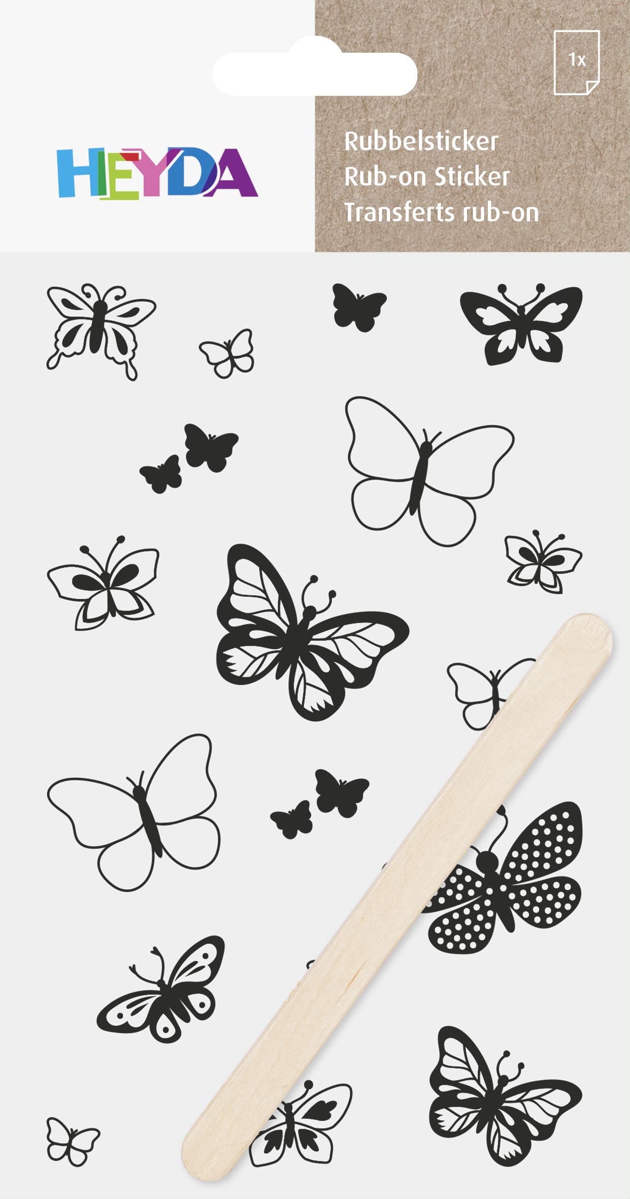 Rub-On Transfer Stickers : Heyda : 1 Sheet of 20 Decals : Butterflies ...