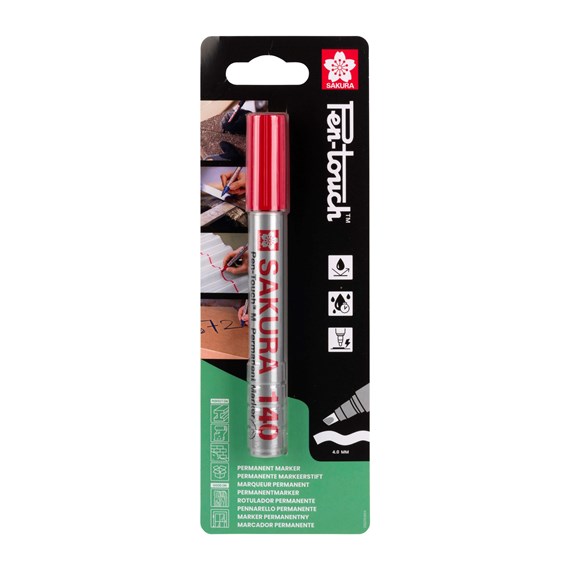 Sakura Pen-Touch 130 : Permanent Chisel Point Marker : Red : Blister ...